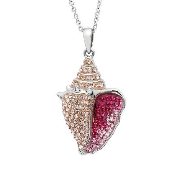 Pink Conch Shell Necklace with Crystals | Sunshine Jewelers